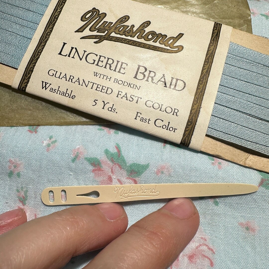 Antique Vintage Blue Lingerie Braid Trim & Original Bodkin // 5 Yds ...