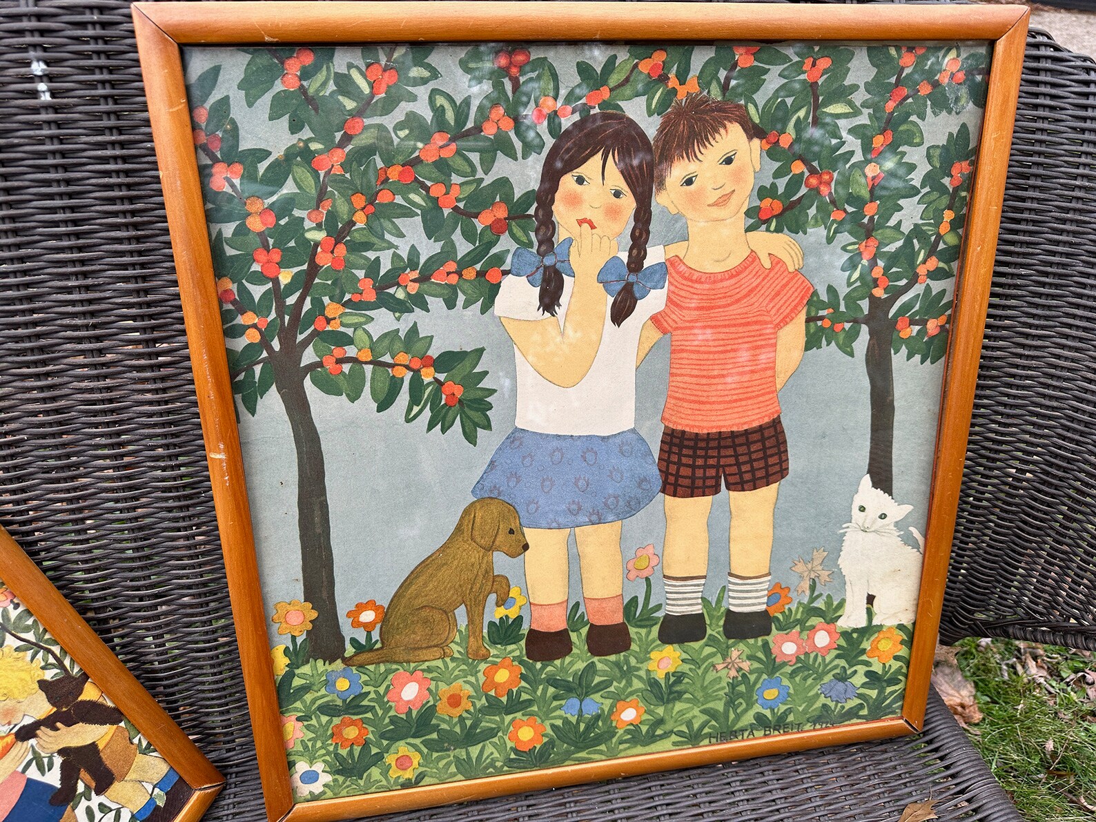 1920s Herta Breit Print- Girl & Boy Under Cherry Tree AKA Adam and Eve ...