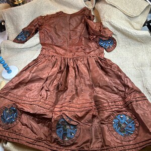 Antique 1920s Art Deco Shattered Silk Dress W/ Embroidered Metallic ...