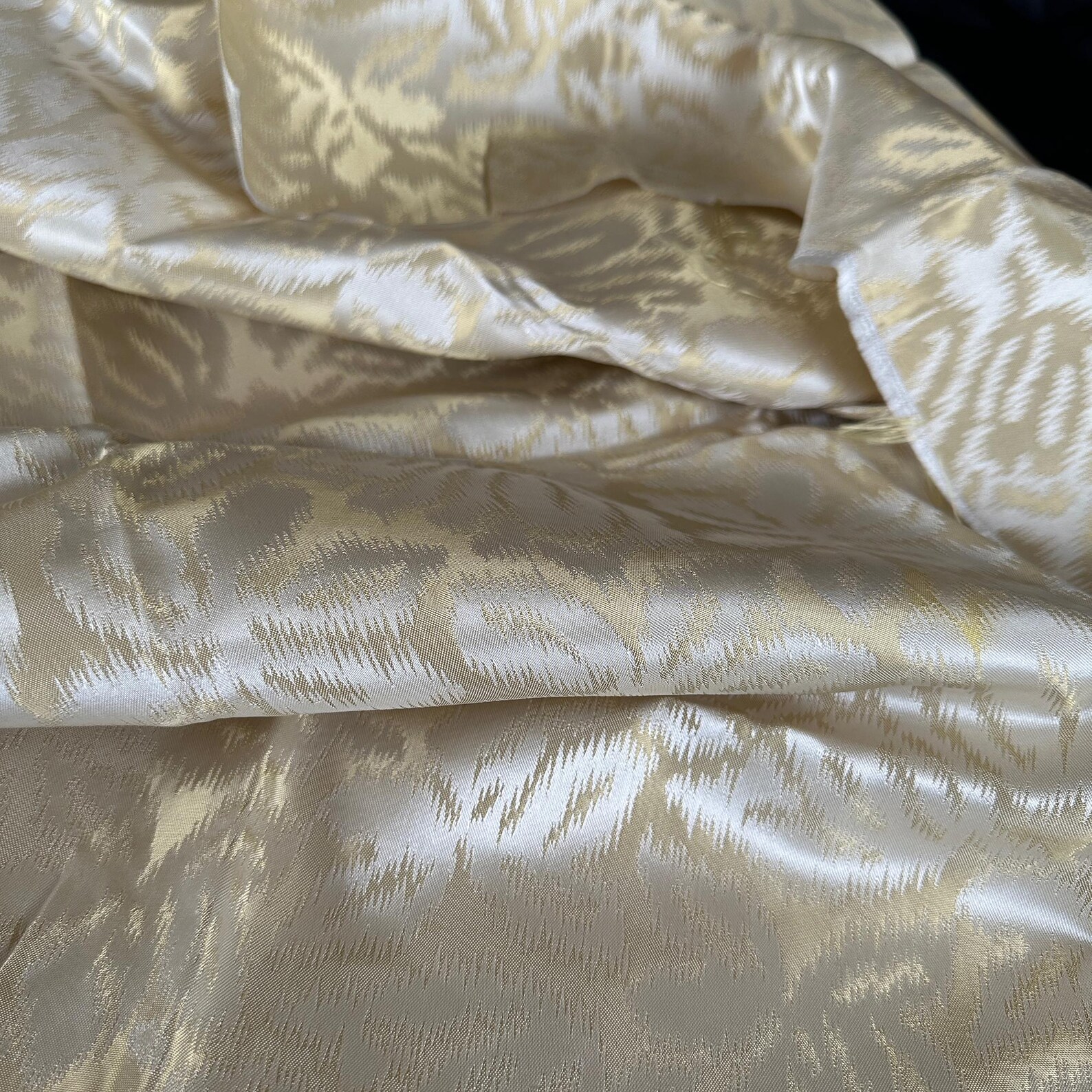 Vintage Mid-century Jacquard Fabric- Golden Yellow & Silvery White ...