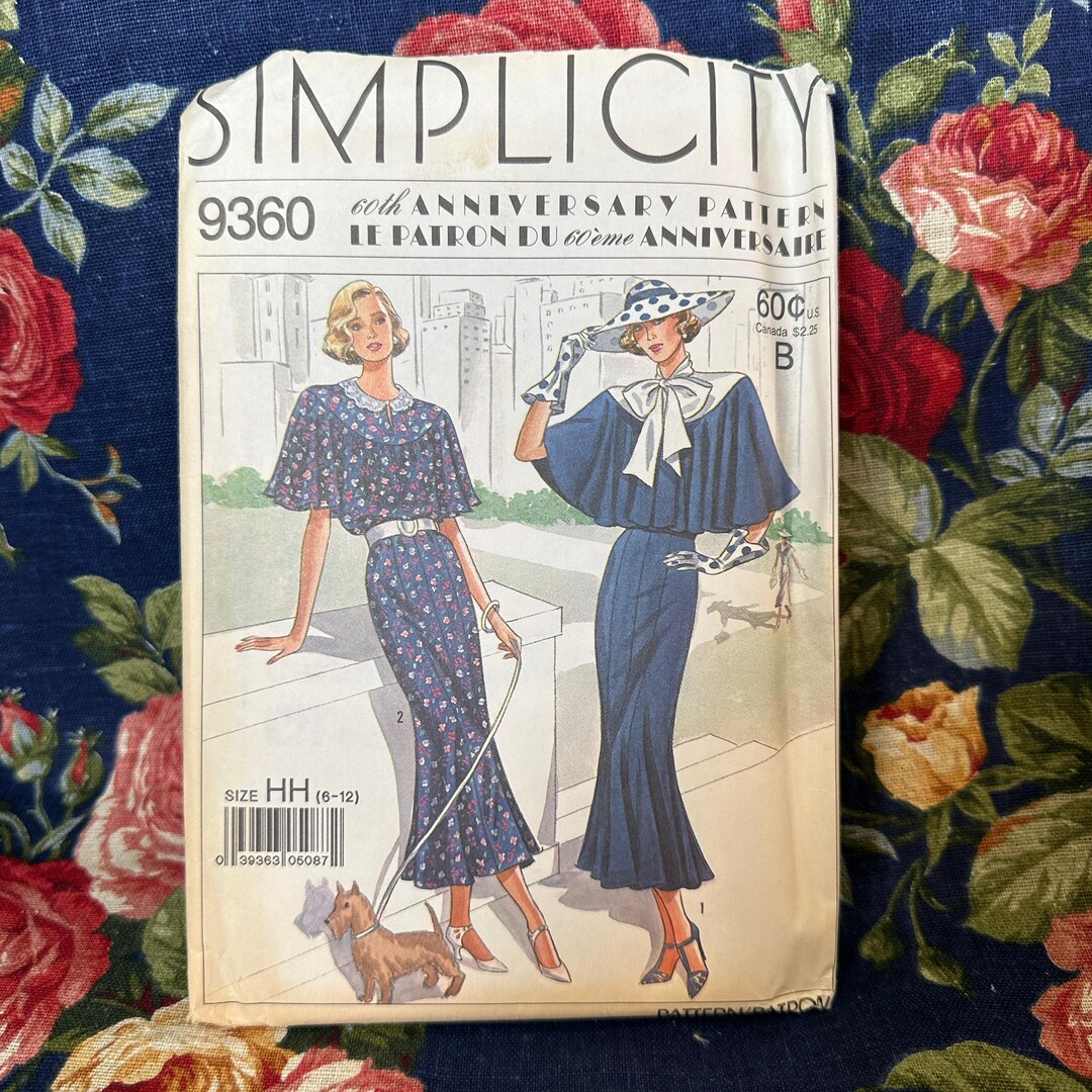 1930s Dress Pattern 60th Anniversary // Simplicity 9360 Sz 6-8-10-12 ...