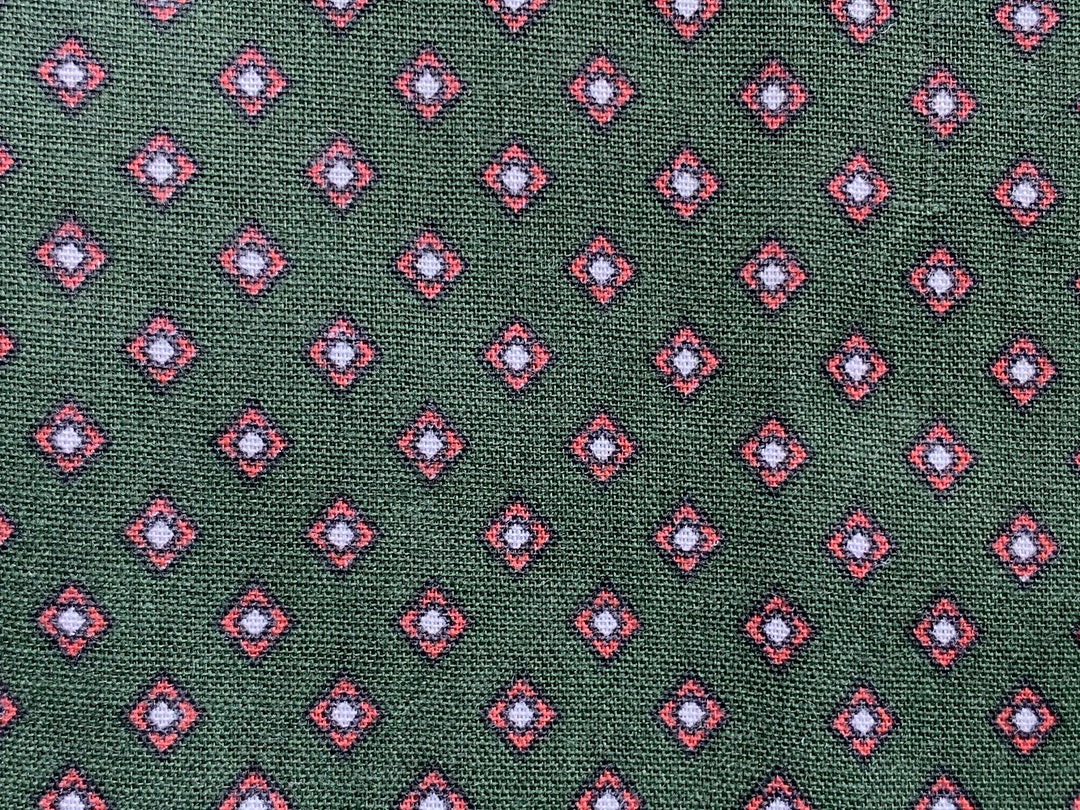 Forest Green Geometric Calico Fabric // 36x45 BTY by the Yard Unused ...