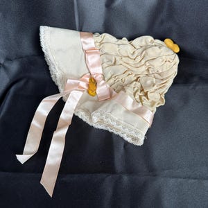 Antique Vintage Ruched Silk Crepe Child's Bonnet, Cap // Silk Ribbon ...
