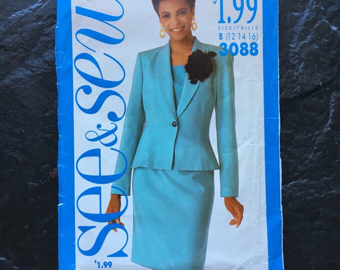 Vintage 1980s Misses' Jacket, Skirt and Top Pattern // Butterick See ...
