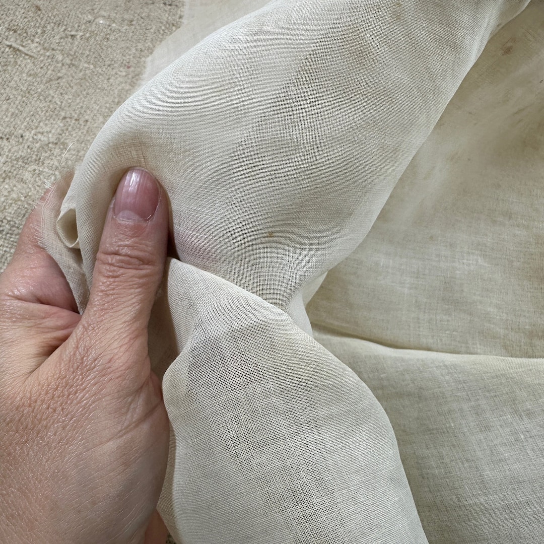 Antique Vintage Solid Off-white Cotton Organza Fabric // 27x20 ...