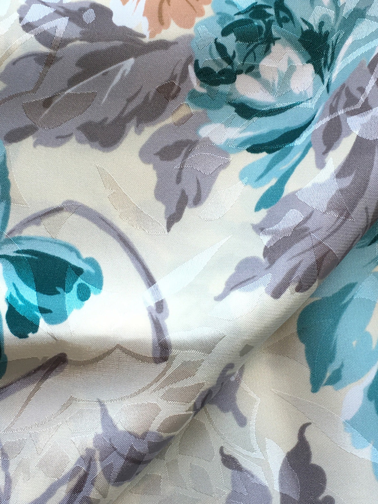 Vintage Silky Shiny Polyester Floral Damask Fabric // - Etsy