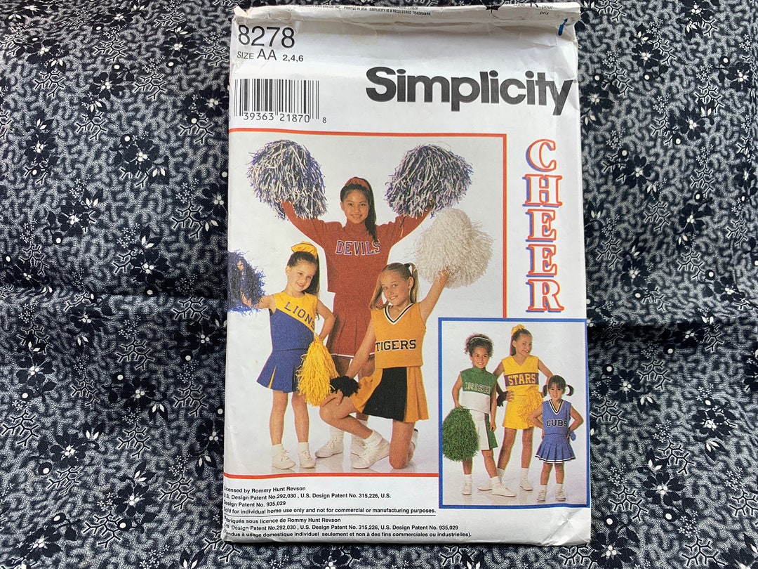 1990s Cheerleader Outfits Pattern // Simplicity 8278 > Child Size 2-4-6 ...