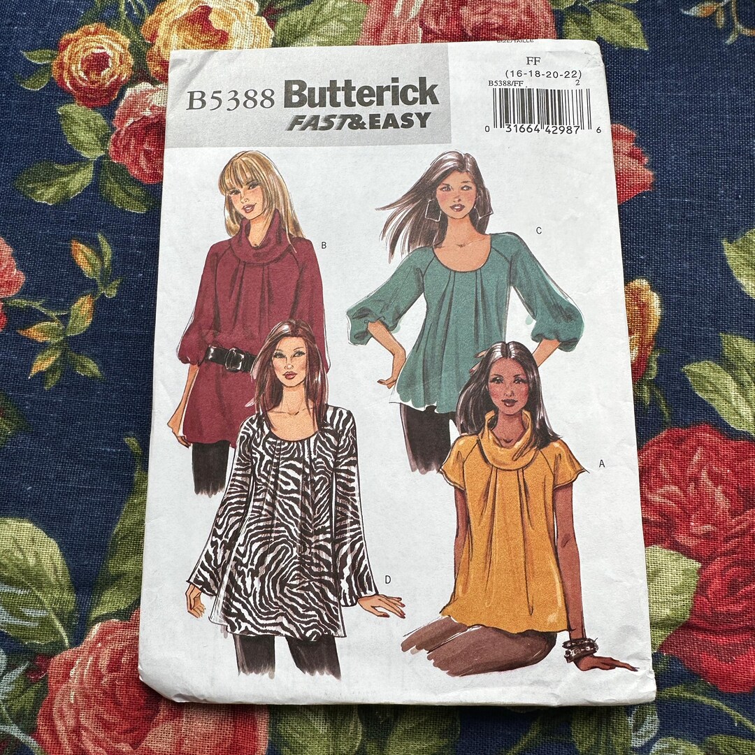 Misses' Trapeze Top Pattern- Fast & Easy // Butterick 5388 > Sz 16-18 ...