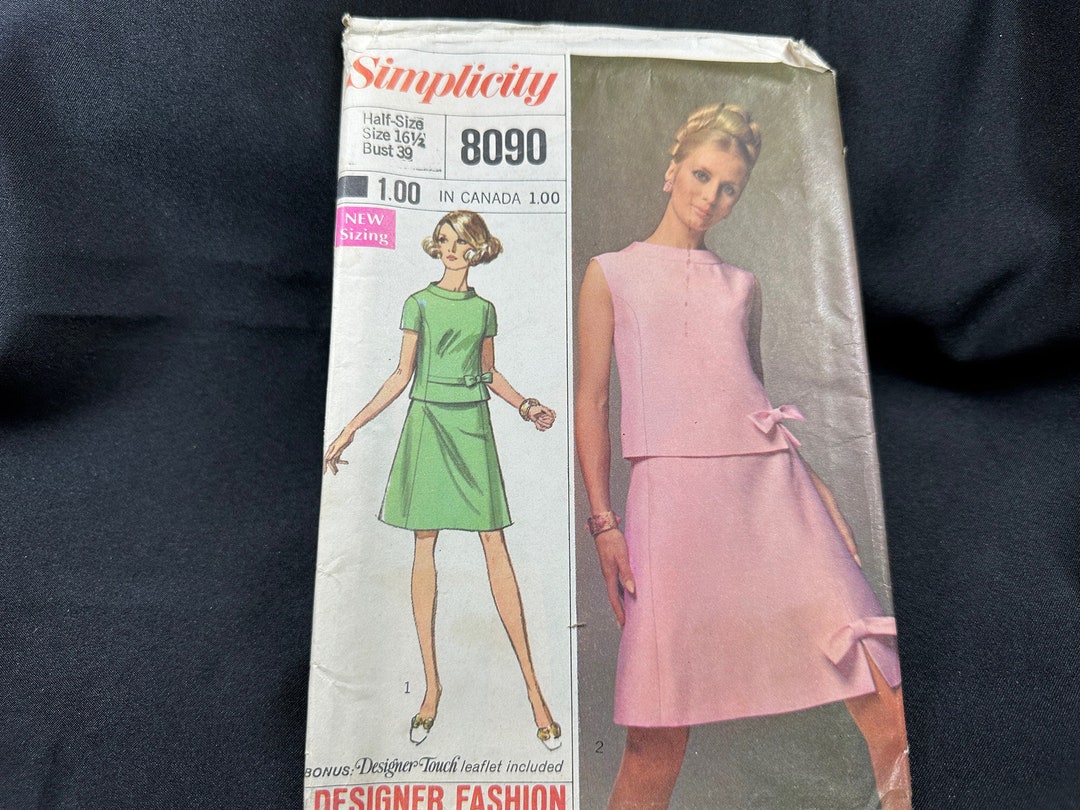 1980s Misses' Designer Fashion Two Piece Dress Pattern // Simplicity ...