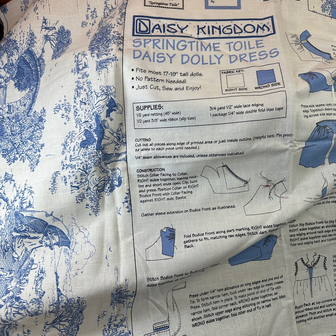 Daisy Kingdom Fabric Panel Springtime Toile Daisy Dolly Dress // for 17 ...