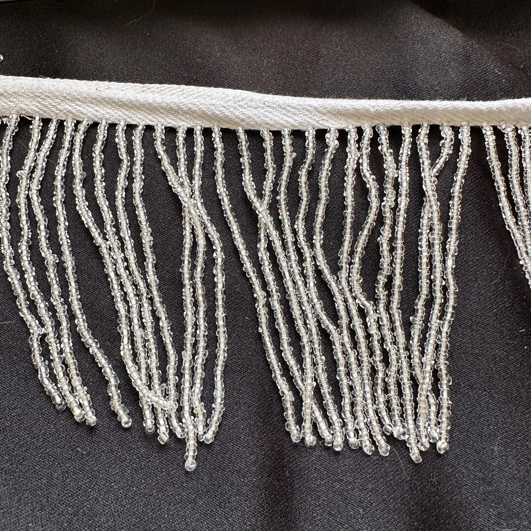 White Long Beaded Fringe Tape Trim // 3" by the Yard, BTY > Unused ...