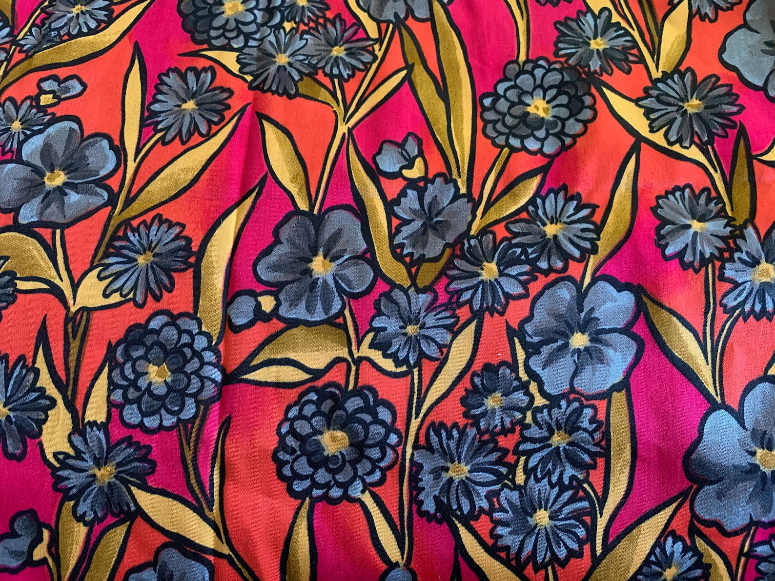 Vintage Bright Floral Fabric // 36x39" BTY- by the Yard, Narrow ...