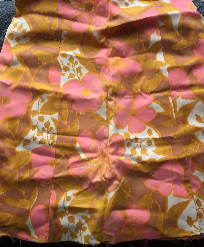 Vintage 60s-70s Flower Power Print Fabric and Dress Pieces // 33x45 ...