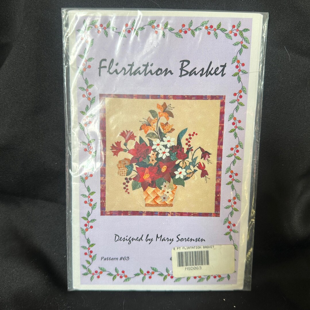 1990s "flirtation Basket" Appliqué Pattern / 19" Design for 37x37" Wall ...