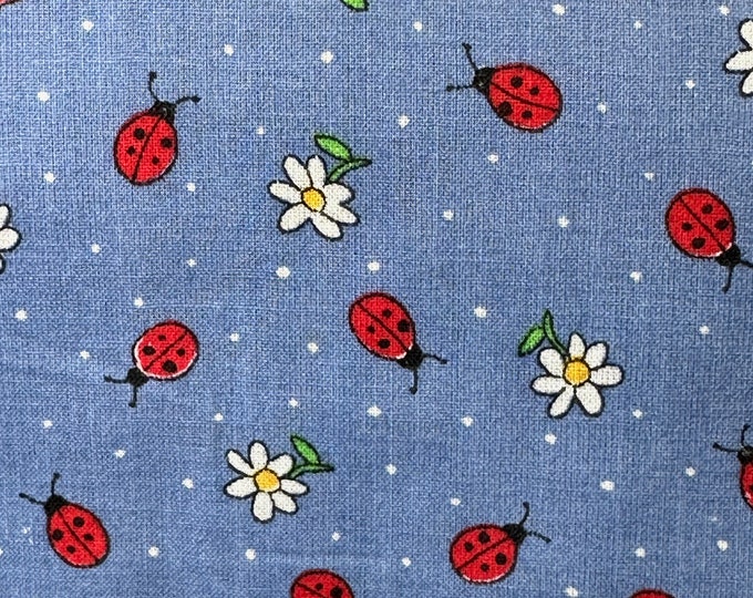 Novelty Print Ladybugs & Daisies Fabric // 30x45" > Unused Deadstock ...