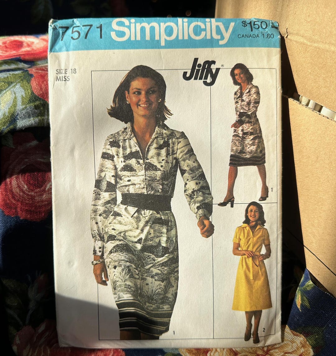 Vintage 1970s Misses' Jiffy Dress Pattern // Simplicity 7571 > Sz 18 ...