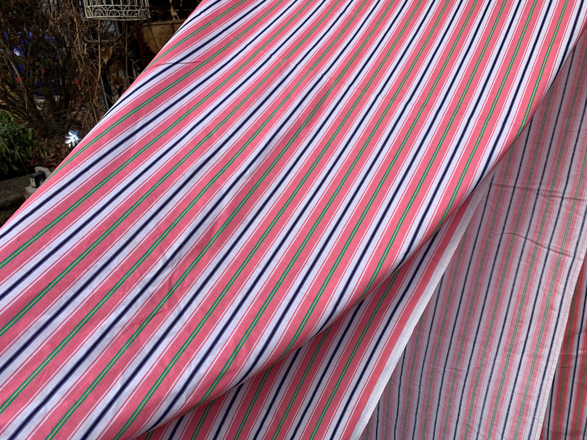Candy Stripe Cotton Fabric // BTHY 18x60" > NOS, Unused > Variegated ...