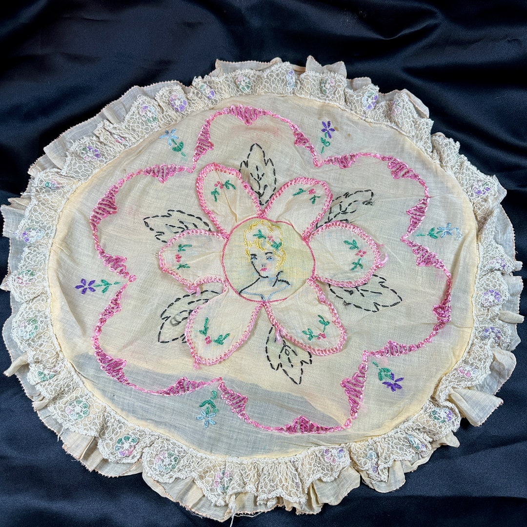 Vintage 1920s-1930s Sheer Embroidered Peach Batiste Boudoir Pillow ...