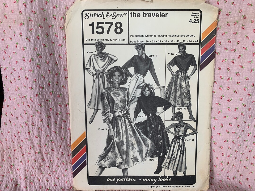 1980s the Traveler Pattern // Stretch & Sew 1578 > Bust Sizes 30-32-34 ...
