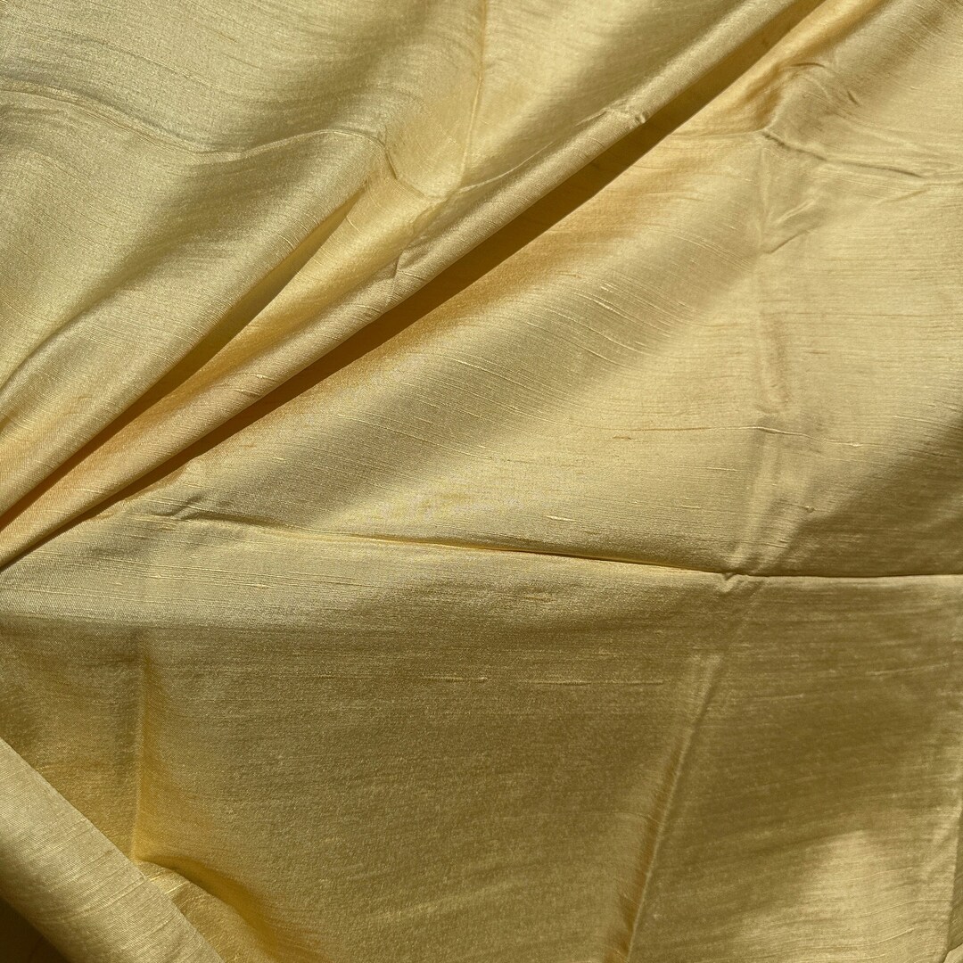 Antique Vintage Butter Yellow Silk Shantung Fabric // 108x35.5 ...