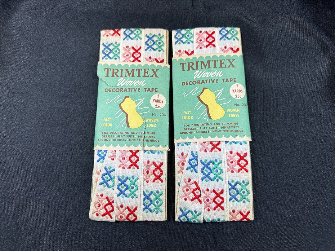 Vintage Crosshatch Woven Decorative Tape Trim / 72" X 7/8" > Deadstock ...