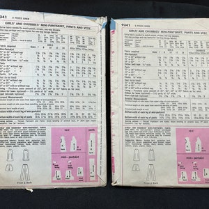 Vintage Early 1970s Girls' Mini-pantskirt, Pants & Vest Pattern ...