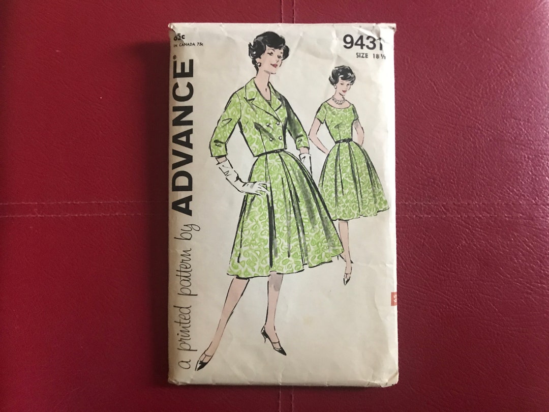 Vintage 1950s Half-size Dress and Jacket Pattern // Advance 9431 > Plus ...