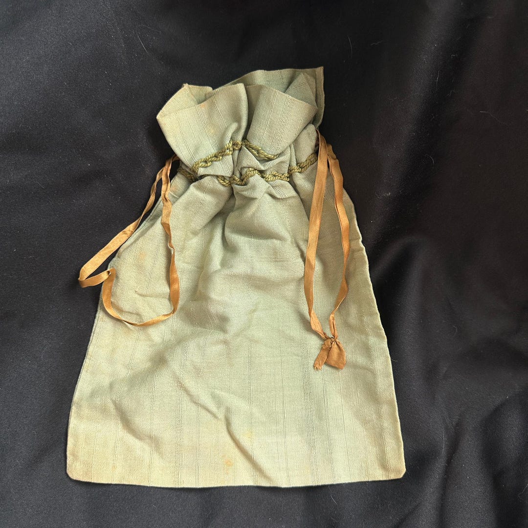 Antique Vintage 1800s Handmade Cotton Fabric Bag // 10.5x7.75" Bag ...