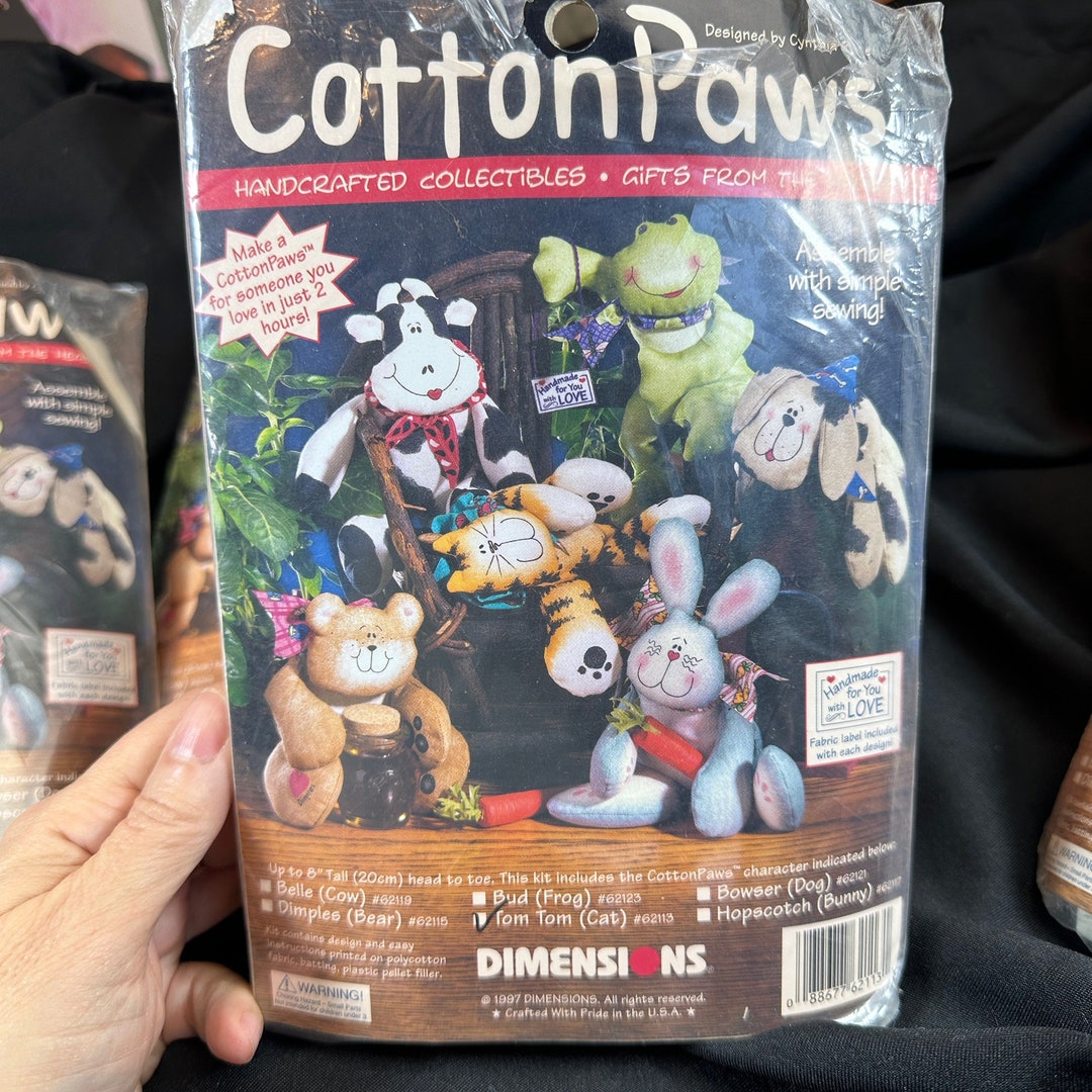 Dimensions Cotton Paws Plush Animal Kit // CHOICE: Cat, Bear, Cow, Dog ...