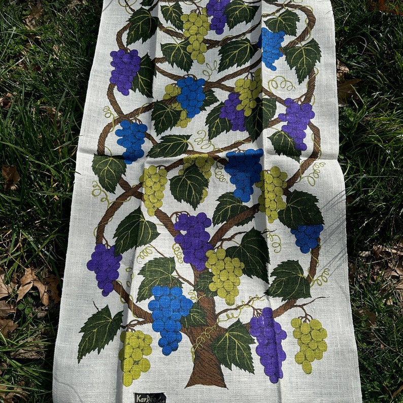 Vintage Kay Dee Grapes Tree of Life Linen Towel // 17x30" > Unused ...