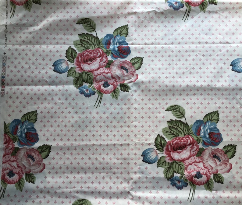 Vintage Waverly Cabbage Rose Decorator Fabric // 36x57 - Etsy
