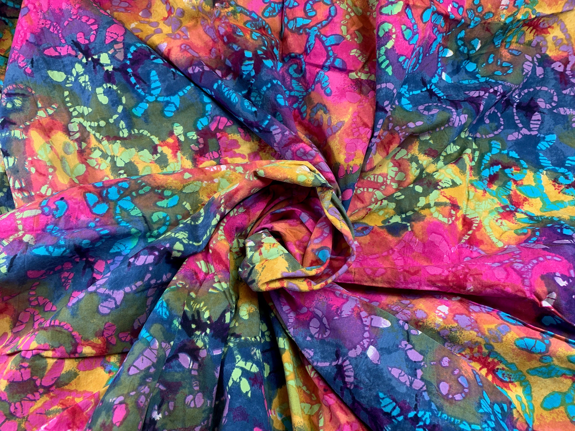 Jewel Tone Rainbow Batik Cotton Fabric // 98x47 2.5 Yd - Etsy