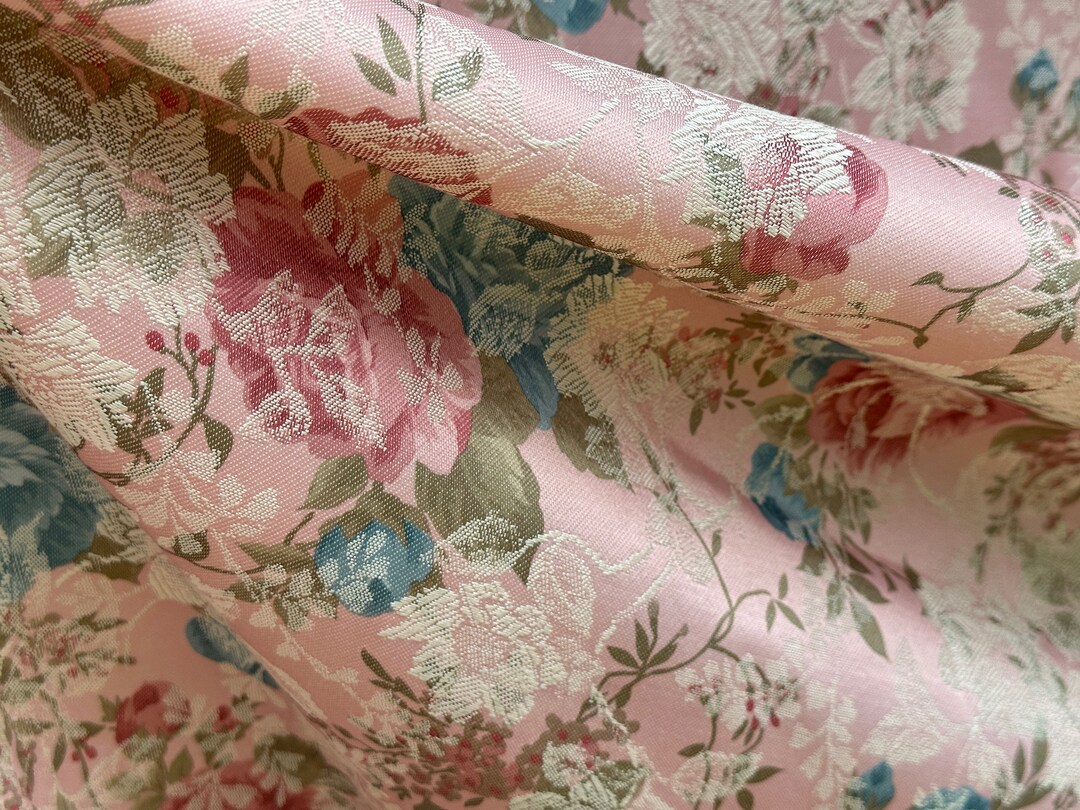 Vintage Cabbage Rose Floral Damask Fabric // 140x63 almst 4 Yds ...