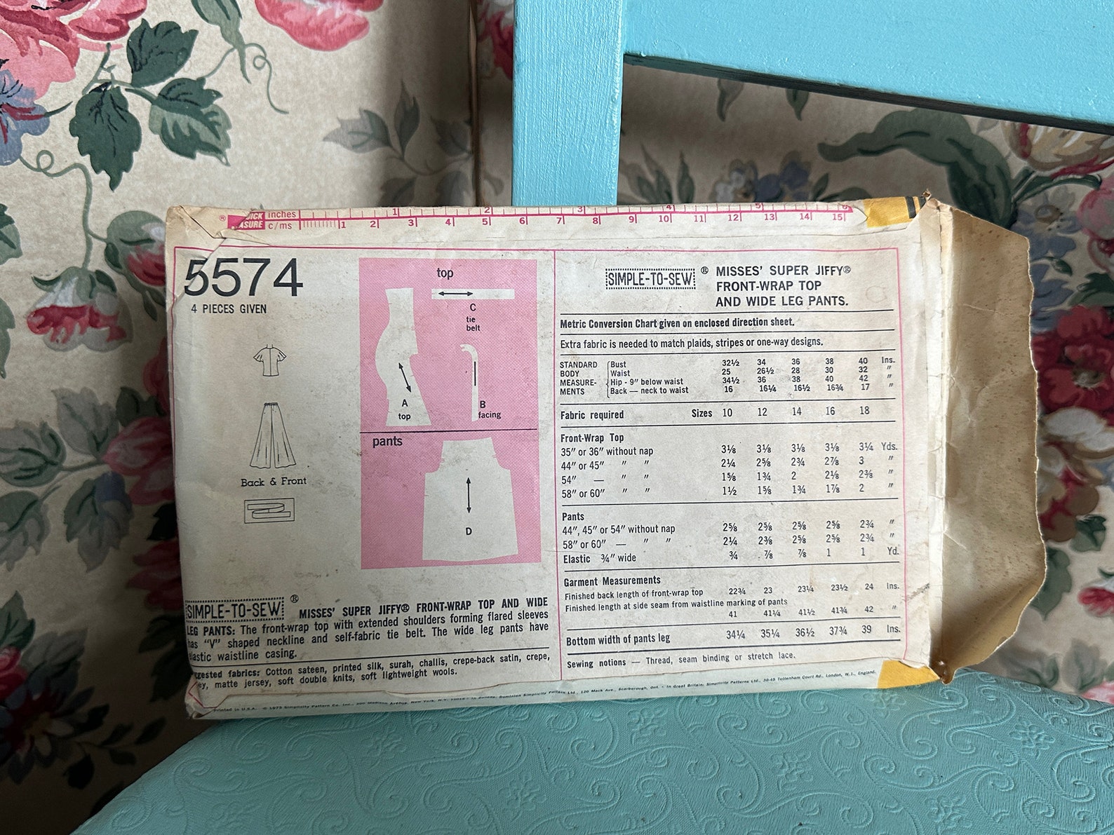 Vintage 1970s Super Jiffy Front-wrap Top & Wide Leg Pants Pattern ...