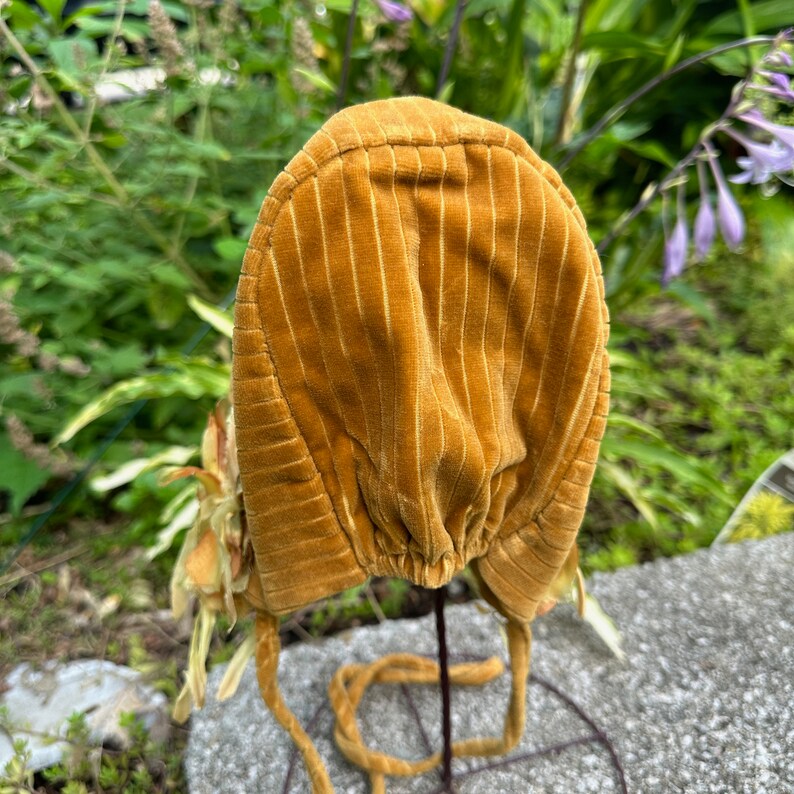 Vintage Corded Velvet Fabric Child's Bonnet // Golden Mustard Yellow ...