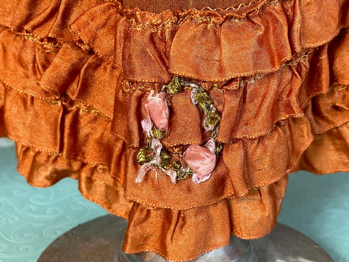 Antique Vintage Child's Copper Silk Chiffon Dress With Silk Ribbon ...