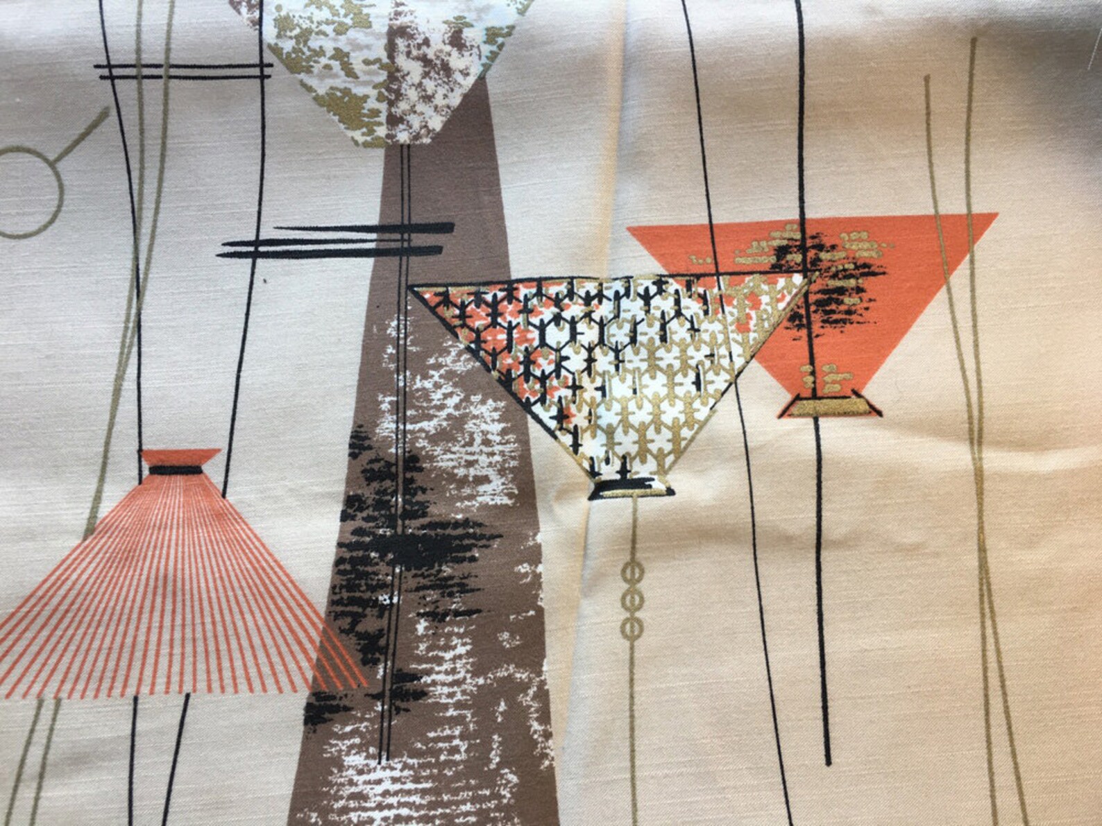 Vintage MCM Lamp Shade Print Decorator Fabric // 61x46 - Etsy