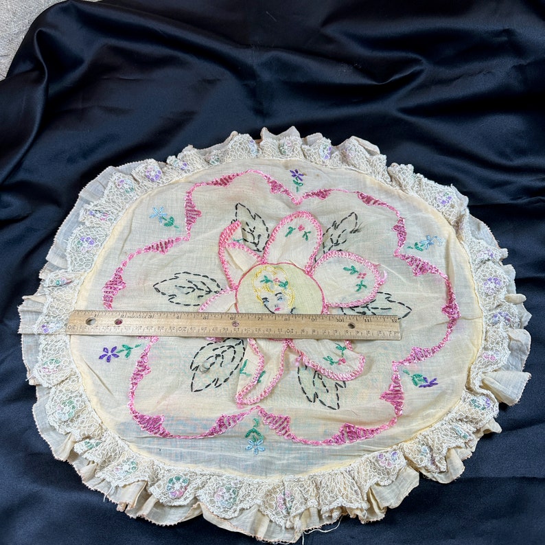 Vintage 1920s-1930s Sheer Embroidered Peach Batiste Boudoir Pillow ...