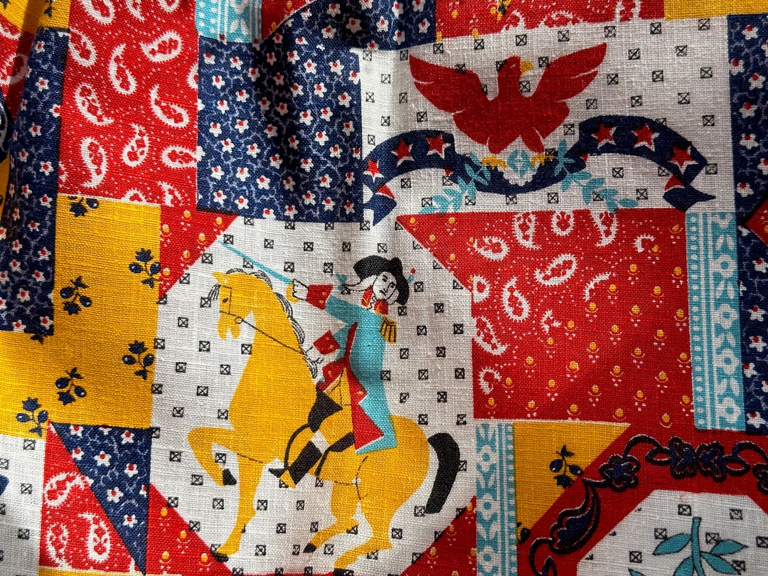 Vintage 1976 American Bicentennial Novelty Calico Cheater Cloth Fabric ...