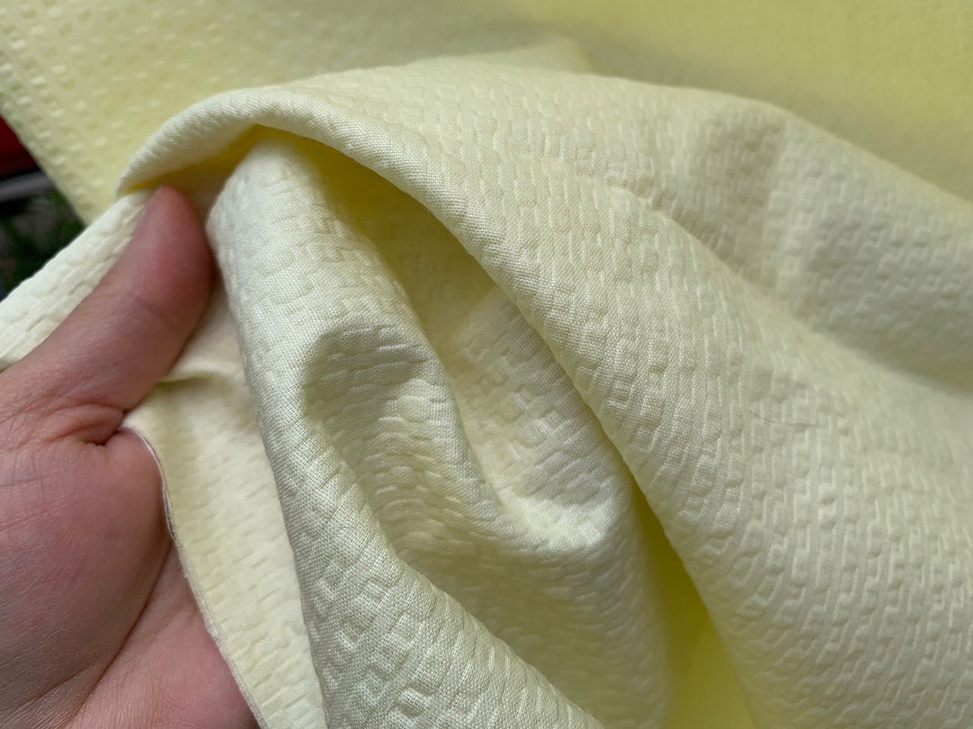 Vintage Pale Yellow Seersucker Fabric // 54x44" > Pucker Textured ...
