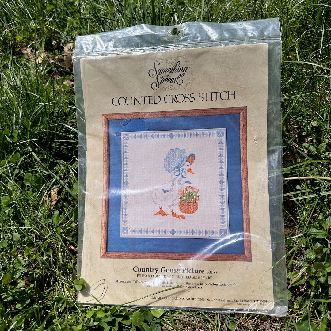 1980s Country Goose Counted Cross Stitch Kit // 12x12 DIY Project ...