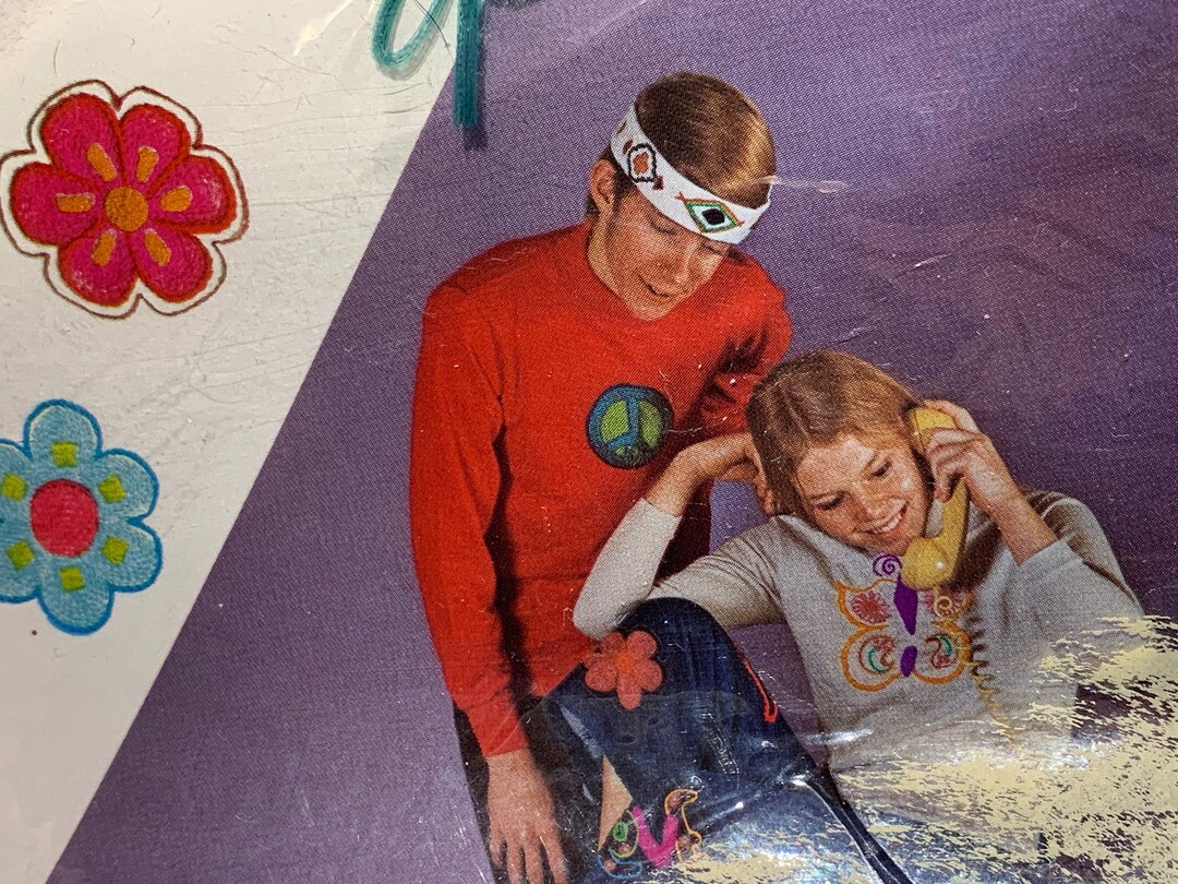 Vintage "flower Power" Iron-on Embroidery Kit // DIY Project, 1970s ...