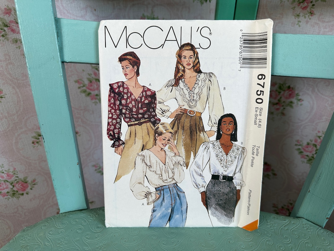 1990s Peasant, Poet Blouse, Top Pattern // Mccall's 6750 > Size 4-6 ...