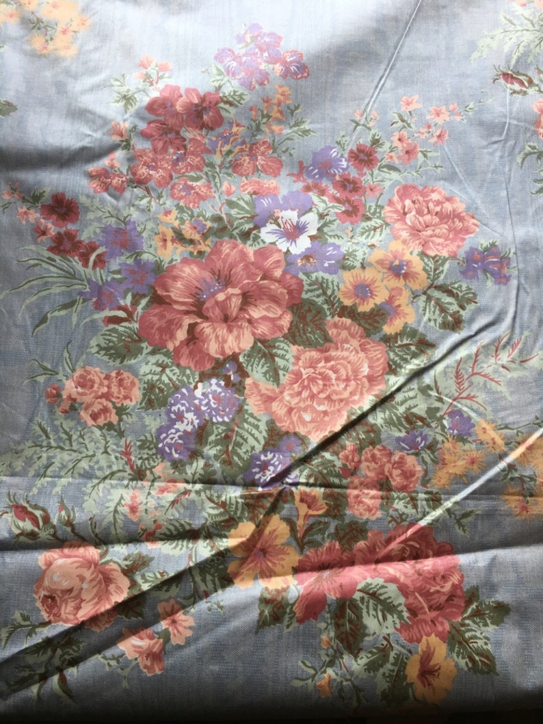 Vintage Floral & Moire Print Polished Cotton Chintz Fabric // - Etsy