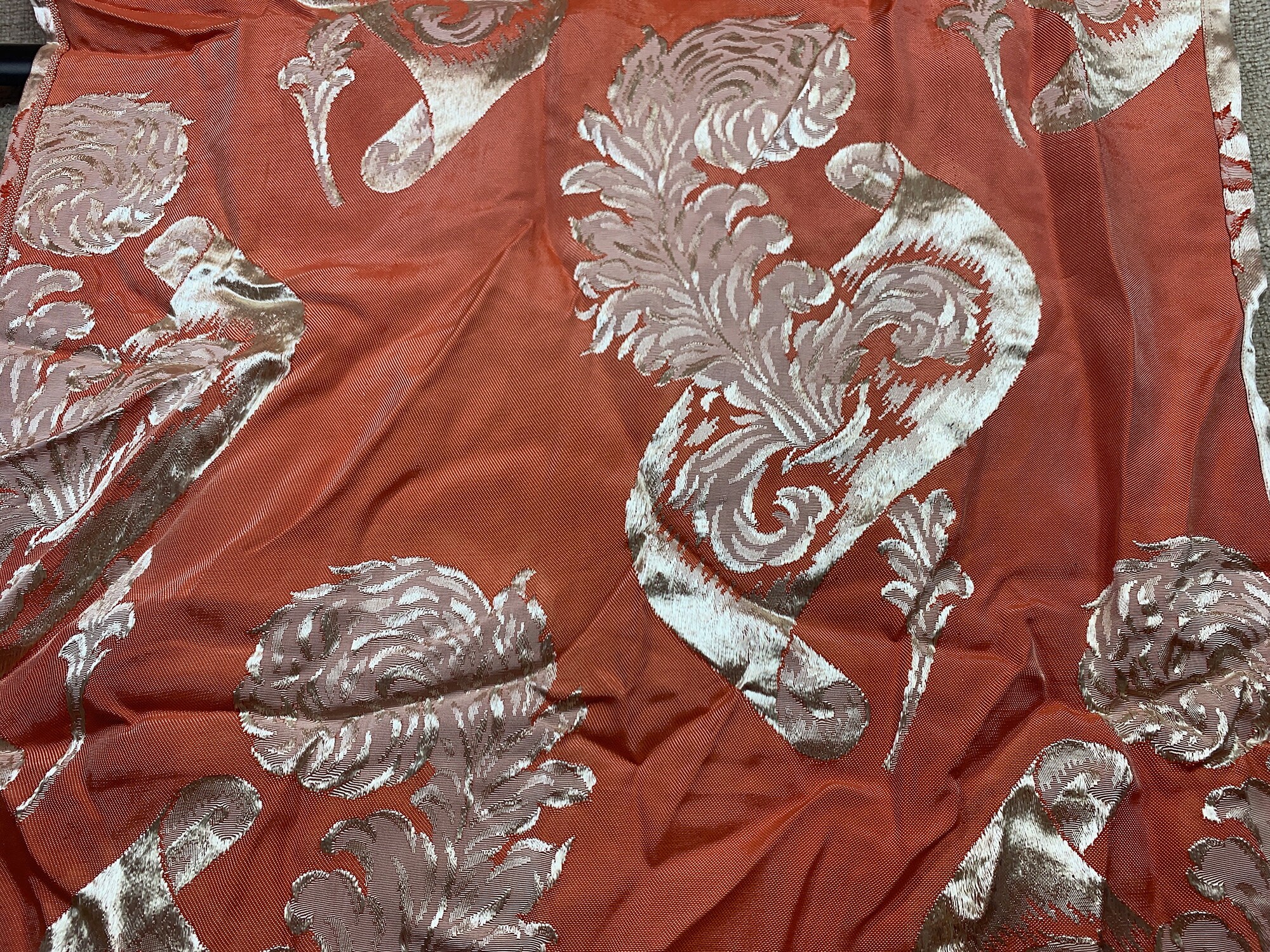 Vintage 1930s-1940s Coral Damask Fabric Panel // 51x22 - Etsy