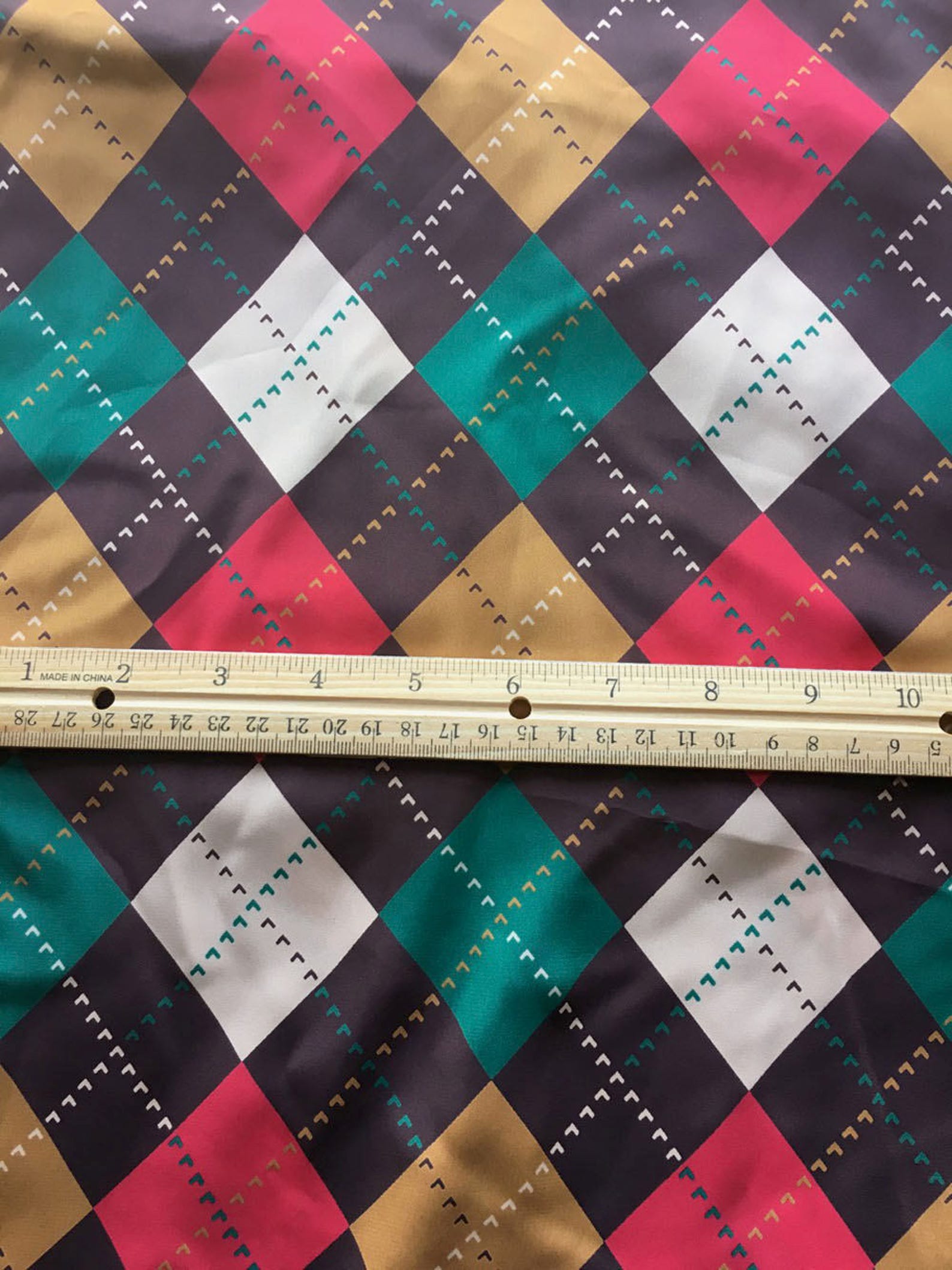 Vintage Argyle Fabric // 144x45", 4 Yards X 45" > Silky Chiffon- Browns ...