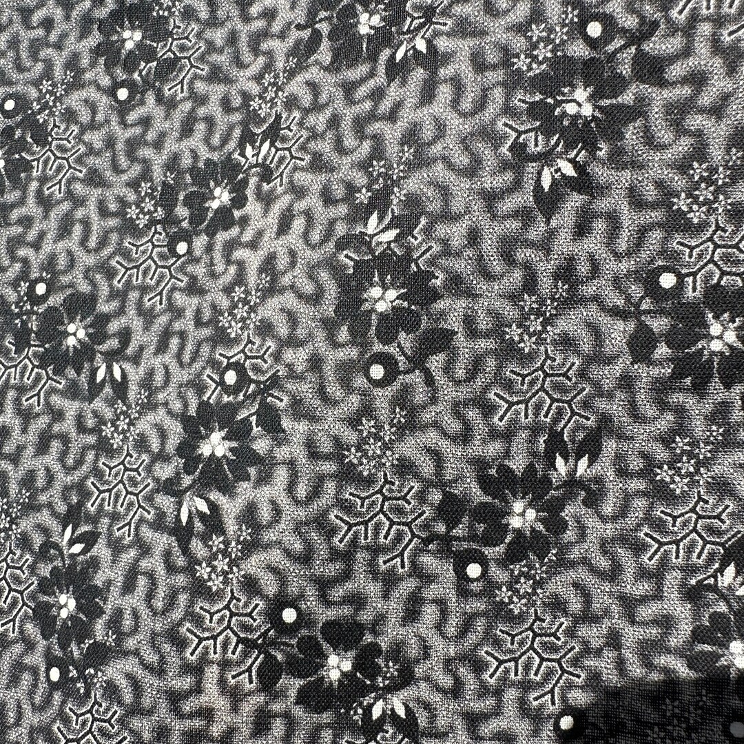 Antique Black & Grey Print Cotton Fabric // 71x24" > Unused Deadstock ...