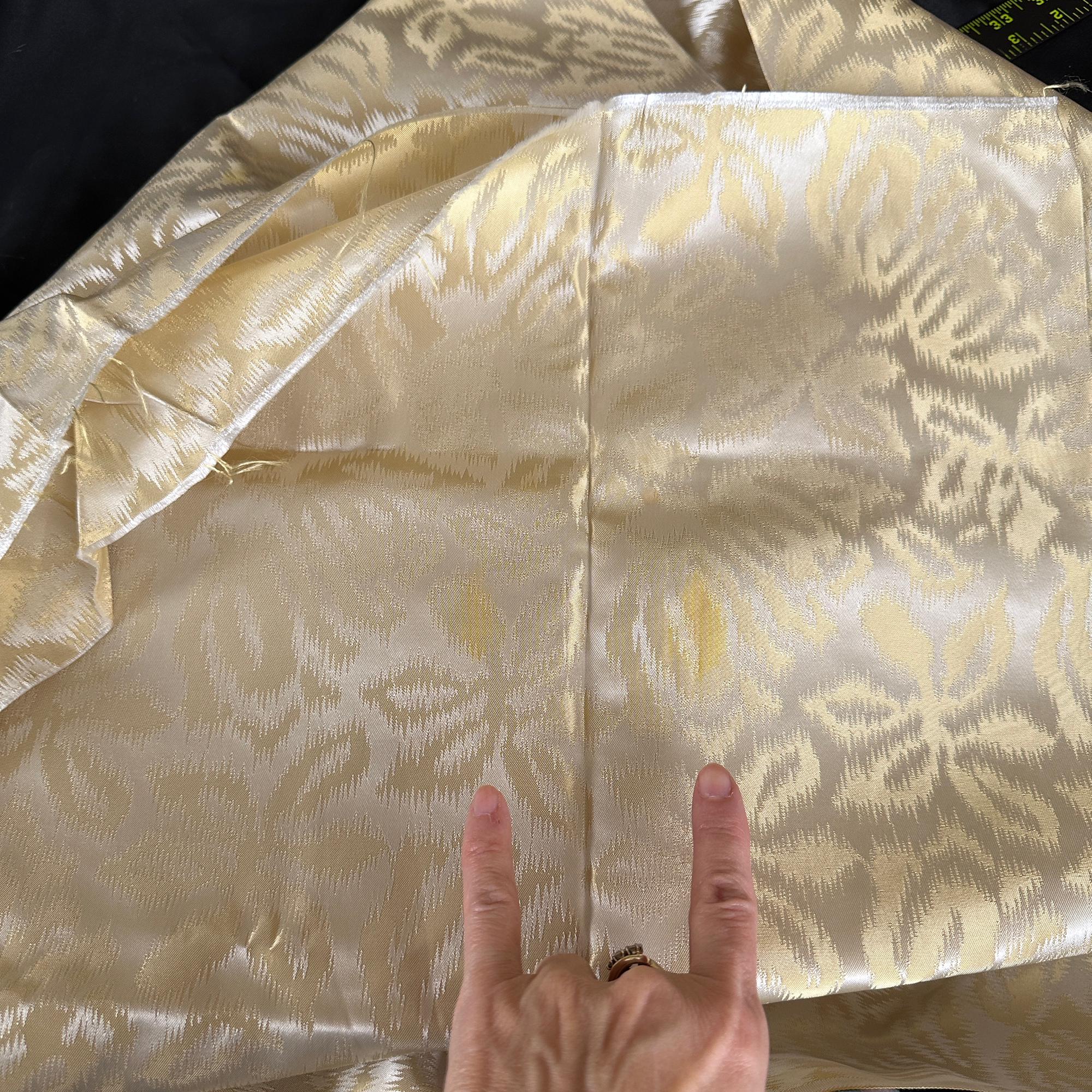 Vintage Mid-century Jacquard Fabric- Golden Yellow & Silvery White ...