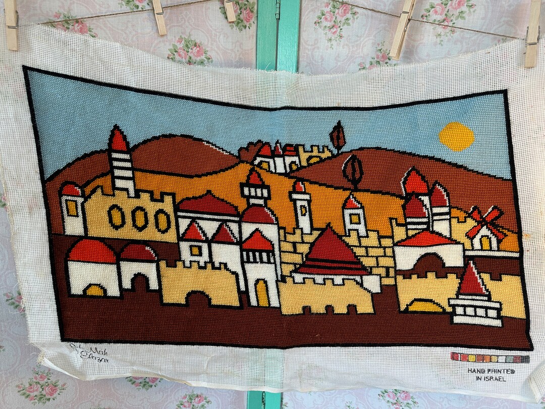 Jerusalem City Skyline Needlepoint Panel // 24.75x14" > Rik Mah by ...