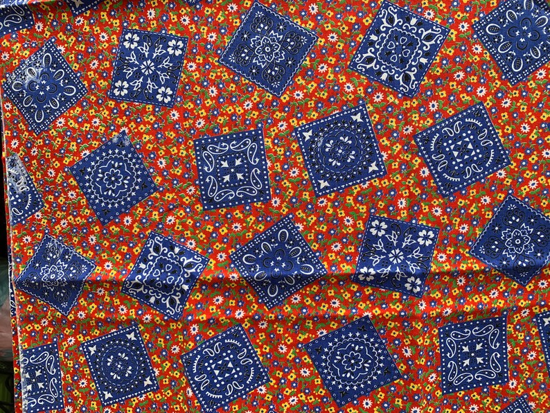 Vintage Calico and Bandana Print Cotton Fabric // 47x43 - Etsy